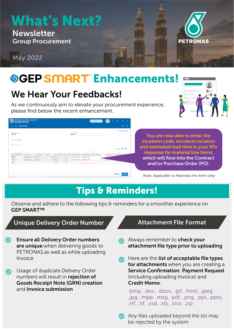 What’s Next Newsletter #26 – GEP SMART™ Enhancements: We Hear Your Feedbacks! | PETRONAS Global